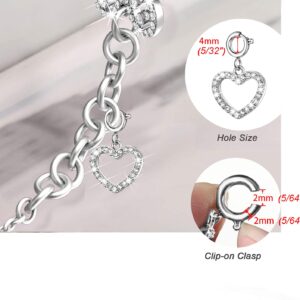 Secbolt Charms for Women's Bracelets, Heart/Silver