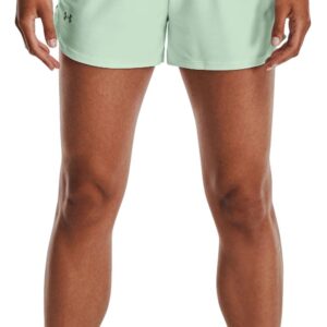 Under Armour Women's UA Play Up Side Mesh Shorts (Medium, Seaglass Blue/Comet Green)