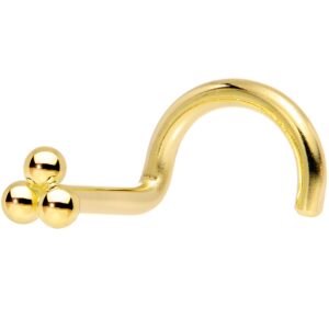 body candy womens 18g 14k yellow gold left nose screw nose tri nose stud body piercing jewelry 1/4"