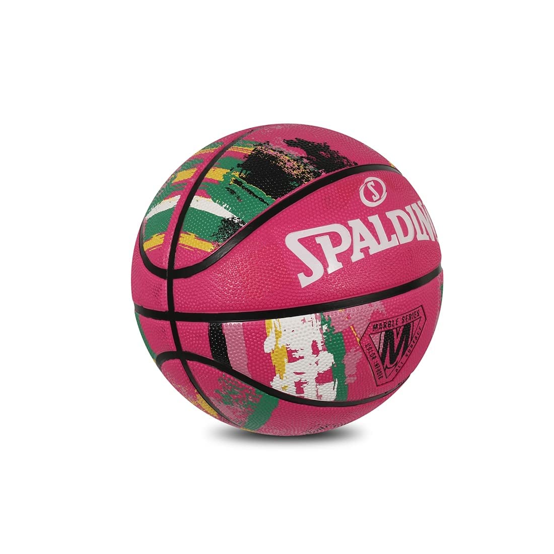 Spalding Marble Pink Women Basketball Ball Size 6 with Ball Inflating Air Pump