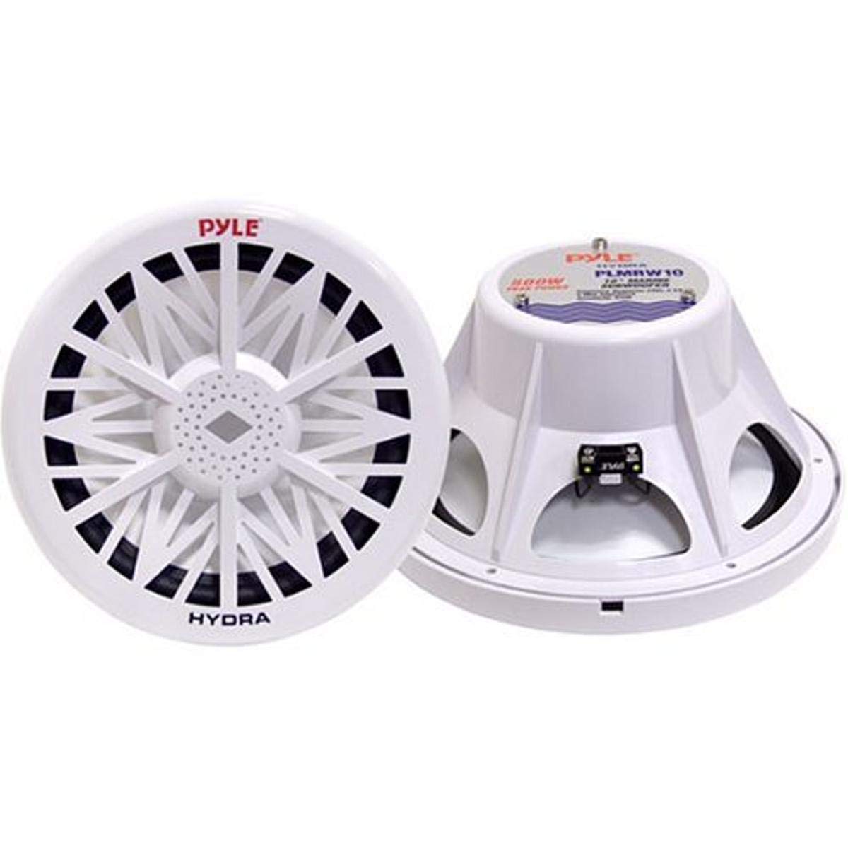 6.5 Inch Marine Speakers (Pair) - 2-Way IP-X4 Waterproof and Weather Resistant Sound System & Single Outdoor Marine Audio Subwoofer - 500 Watt 10 Inch White Waterproof Bass Loud Speaker