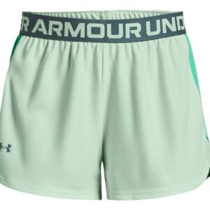 Under Armour Women's UA Play Up Side Mesh Shorts (Medium, Seaglass Blue/Comet Green)