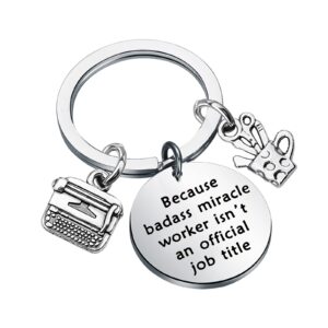 bobauna administrative assistant keychain secretary gift because badass miracle worker isn't an official job title for assistant employee (badass administrative assistant keychain disc)