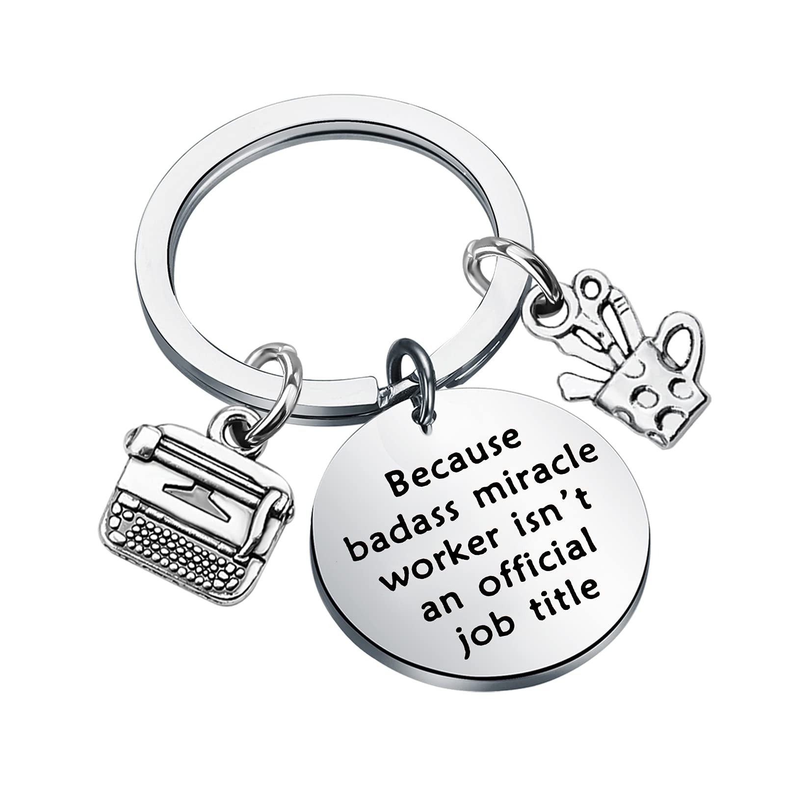 bobauna Administrative Assistant Keychain Secretary Gift Because Badass Miracle Worker Isn't an Official Job Title For Assistant Employee (badass administrative assistant keychain disc)