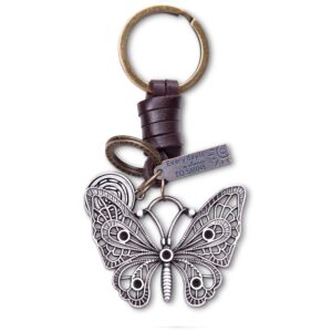 aupra butterfly keychain gift women leather keyring girl home car door keys holder lady present