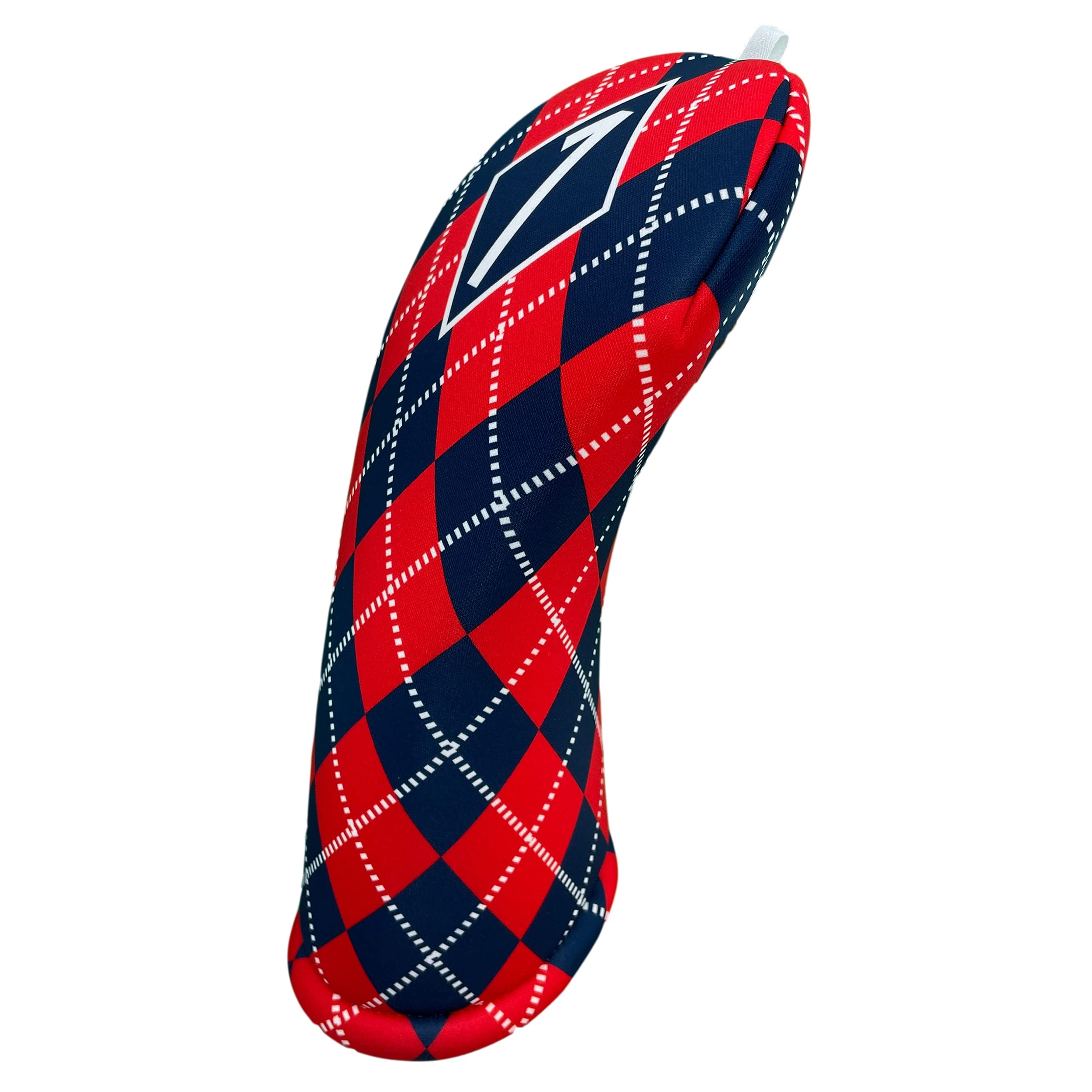 Women's Blue & Red Argyle Driver 460cc Club Headcover Handmade by BeeJos