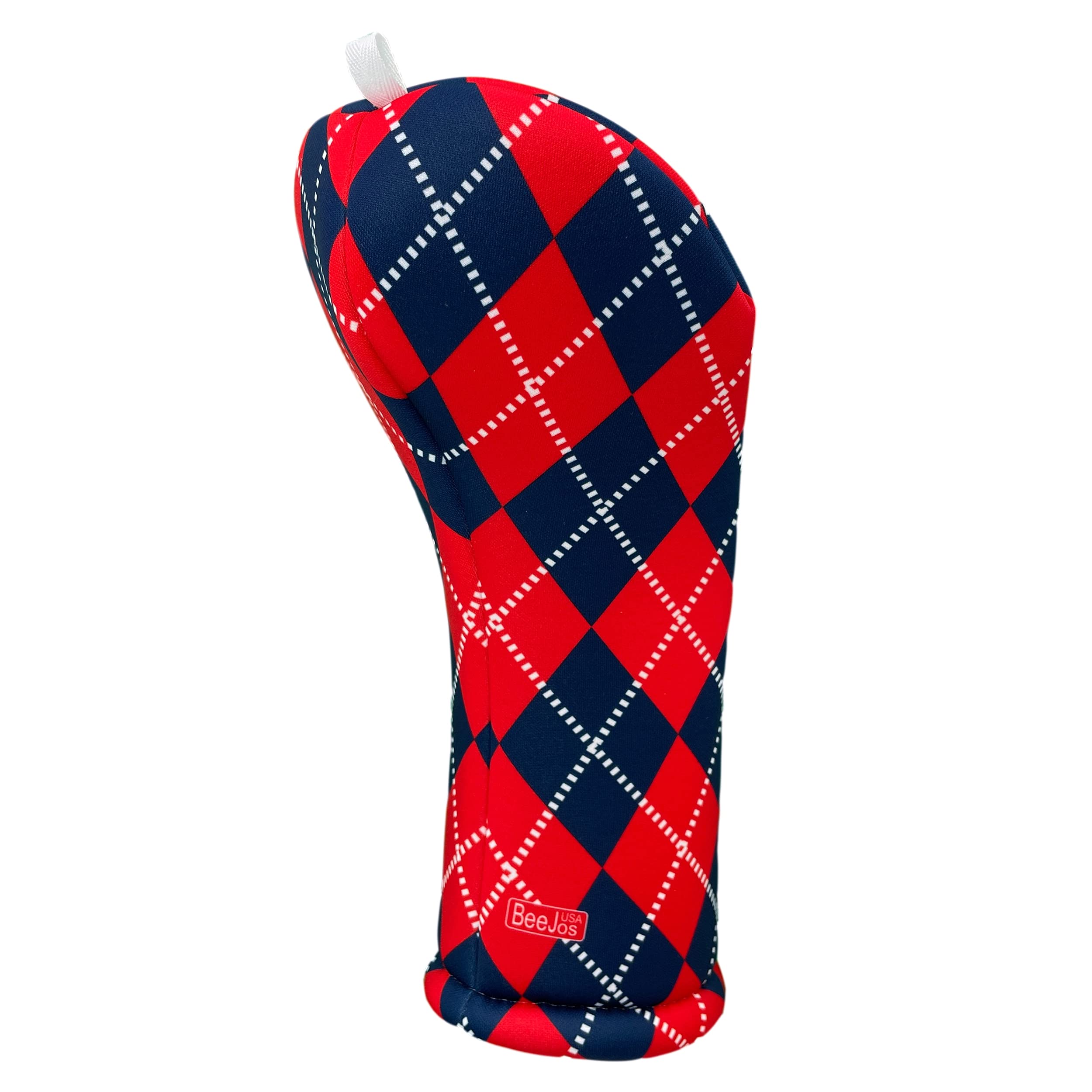 Women's Blue & Red Argyle Driver 460cc Club Headcover Handmade by BeeJos