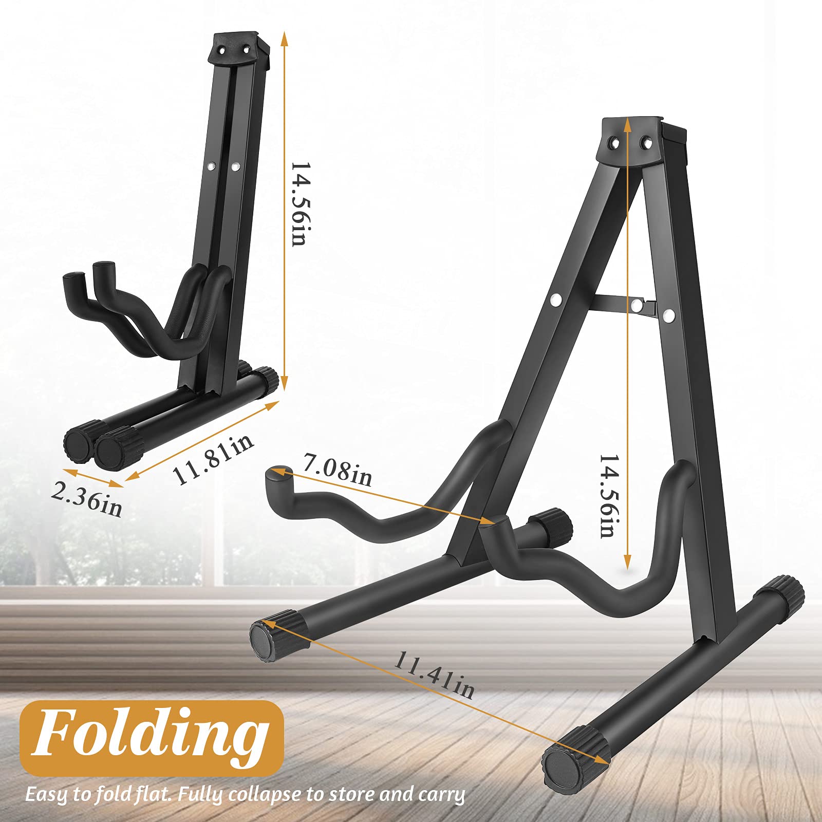 pugdodo Cello Stand Adjustable, Folding Cello Support Stand, A-Frame Folding Cello Holder Compatible for Violin 1/8-4/4 Cellos Guitars Electric Bass Electric Guitar Stand Acoustic, Black (black)