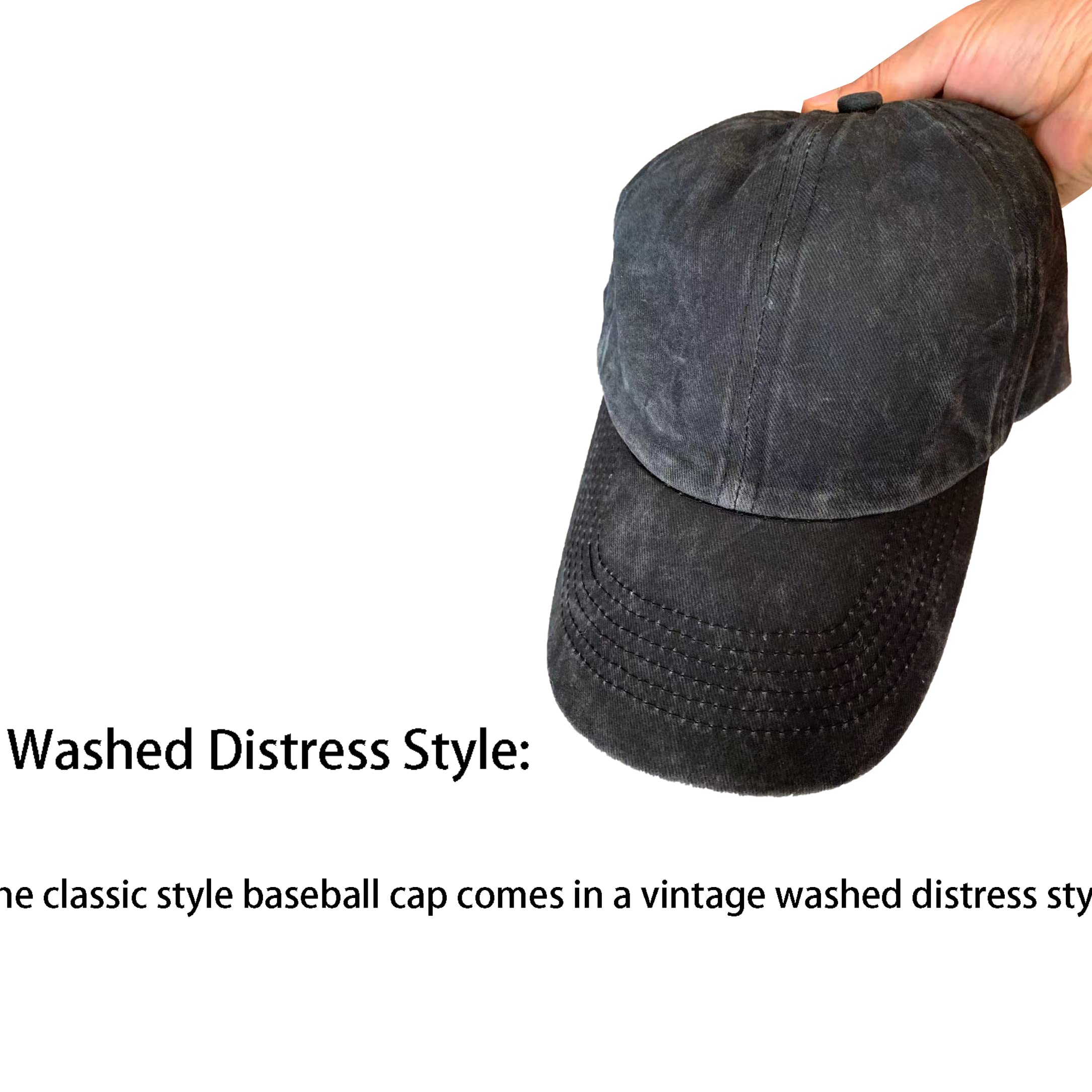 Distressed-Washed Ponycap Messy High Bun Ponytail Adjustable Cotton Baseball Cap Hat Half-Empty Top Sunshade Baseball Cap