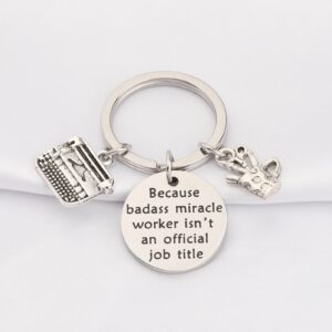 bobauna Administrative Assistant Keychain Secretary Gift Because Badass Miracle Worker Isn't an Official Job Title For Assistant Employee (badass administrative assistant keychain disc)