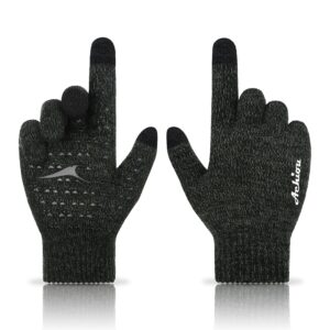 achiou winter gloves for men women, touch screen texting warm gloves with thermal soft knit lining,elastic cuff