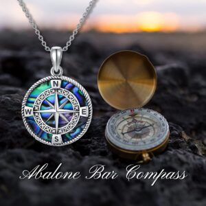 YAFEINI Compass Necklace Sterling Silver Compass Pendant Jewelry Gifts for Women (Compass)