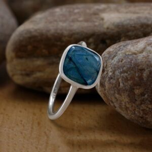 TISHAVI 2.85Cts Solitaire Labradorite Ring For Women Size 8, Silver Hnadmade Birthstone Jewelry Women'S Day Gifts For Mom Wife Sister