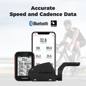 COOSPO Cadence and Speed Sensor, 2 in 1 Bluetooth ANT+ RPM Cycling Cadence Sensor, Wireless Bike Speed Sensor for Bicycle, Compatible Cycling Computer/Rouvy/Peloton/Wahoo APP