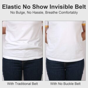 WHIPPY Buckle Free Comfortable Elastic Belt for Women or Men, Buckle-less No Bulge No Hassle Invisible Belts, White, L