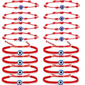 sonnyx 16 set evil eye string kabbalah bracelets 8 knots bracelets adjustable red rope cord thread braided bracelet protection luck amulet wish bracelet ancient friendship charm for women men