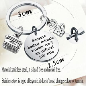 bobauna Administrative Assistant Keychain Secretary Gift Because Badass Miracle Worker Isn't an Official Job Title For Assistant Employee (badass administrative assistant keychain disc)