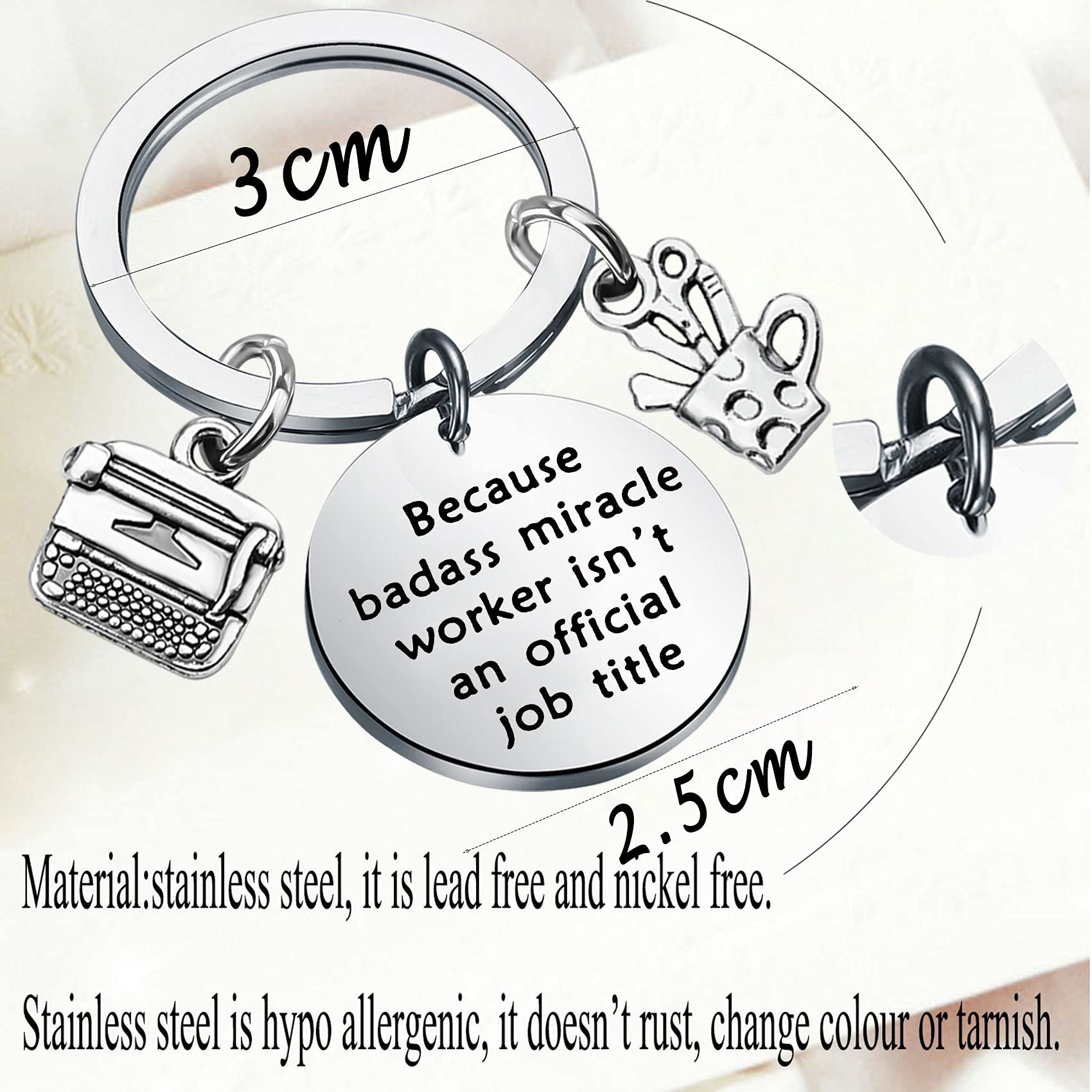 bobauna Administrative Assistant Keychain Secretary Gift Because Badass Miracle Worker Isn't an Official Job Title For Assistant Employee (badass administrative assistant keychain disc)