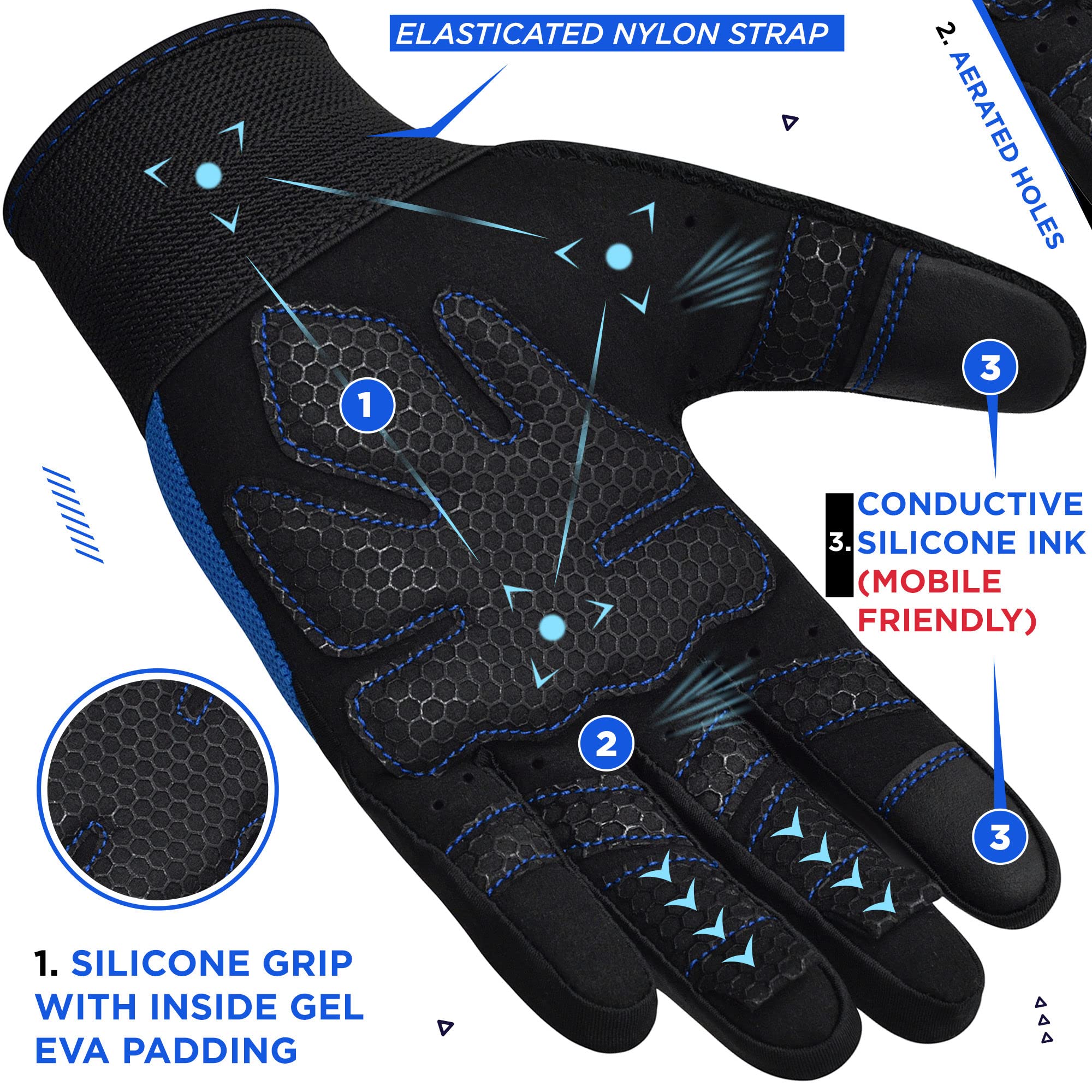 RDX Weight Lifting Gloves Workout, Full Finger Touch Screen, Breathable Anti Slip Padded Palm Protection, Fitness Strength Training Powerlifting HIIT WOD Exercise, Men Women Home Gym Cycling