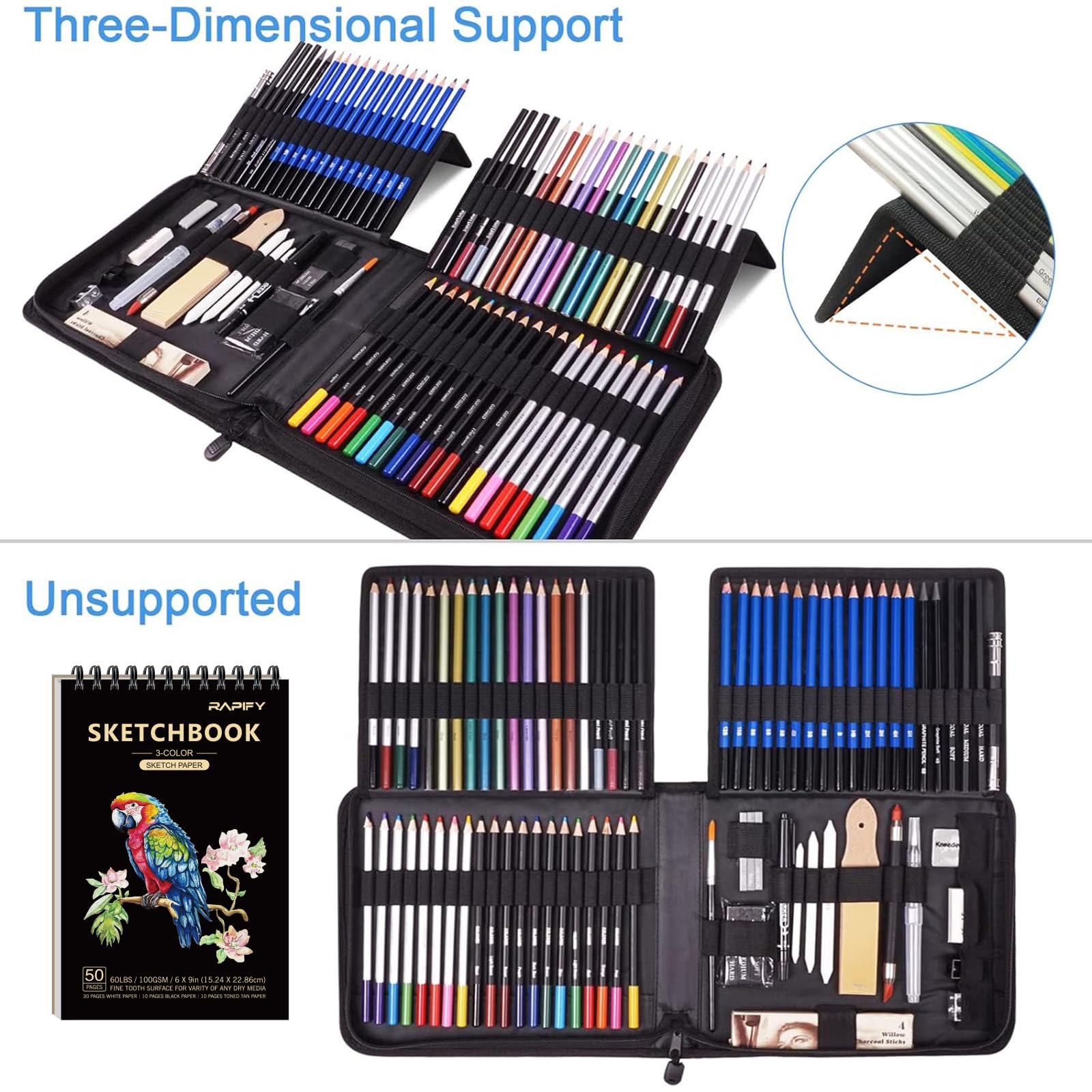 Rapify Art Supplies drawing kit 84-Pack, Sketching Art Set/Stuff Diverse art Pencils, Ideal Gift for Beginners & Professional Artists Teens & Adults