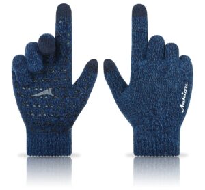 achiou winter gloves for men women, upgraded thicken touch screen, anti-slip silicone gel, thermal soft knit lining