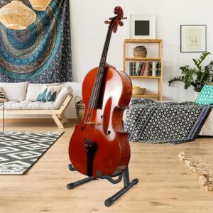 pugdodo Cello Stand Adjustable, Folding Cello Support Stand, A-Frame Folding Cello Holder Compatible for Violin 1/8-4/4 Cellos Guitars Electric Bass Electric Guitar Stand Acoustic, Black (black)