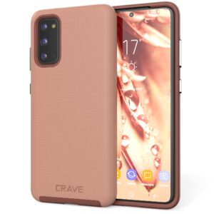 crave dual guard for samsung galaxy s20 case, shockproof protection dual layer case for samsung galaxy s20, s20 5g - blush