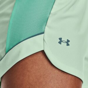 Under Armour Women's UA Play Up Side Mesh Shorts (Medium, Seaglass Blue/Comet Green)