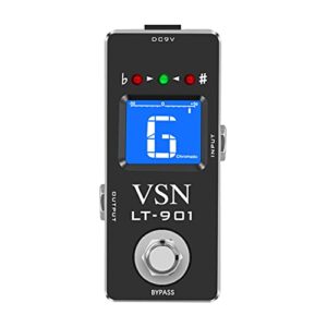 vsn tuner pedal,chromatic guitar tuner pedal fast and accuate tuner for high precision ± 1 cent with pitch indicator for electric guitar and bass true bypass lt-901