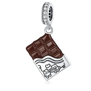 sweets candy charm bead for bracelets original 925 sterling silver birthday mother's day christmas charms for pandora's bracelets or necklace family mom wife sister gift for her (chocolate pendant)