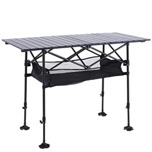 alpha camp camping table outdoor portable table with storage adjustable aluminum table for grill travel table outdoor picnic,beach,bbq,backyards