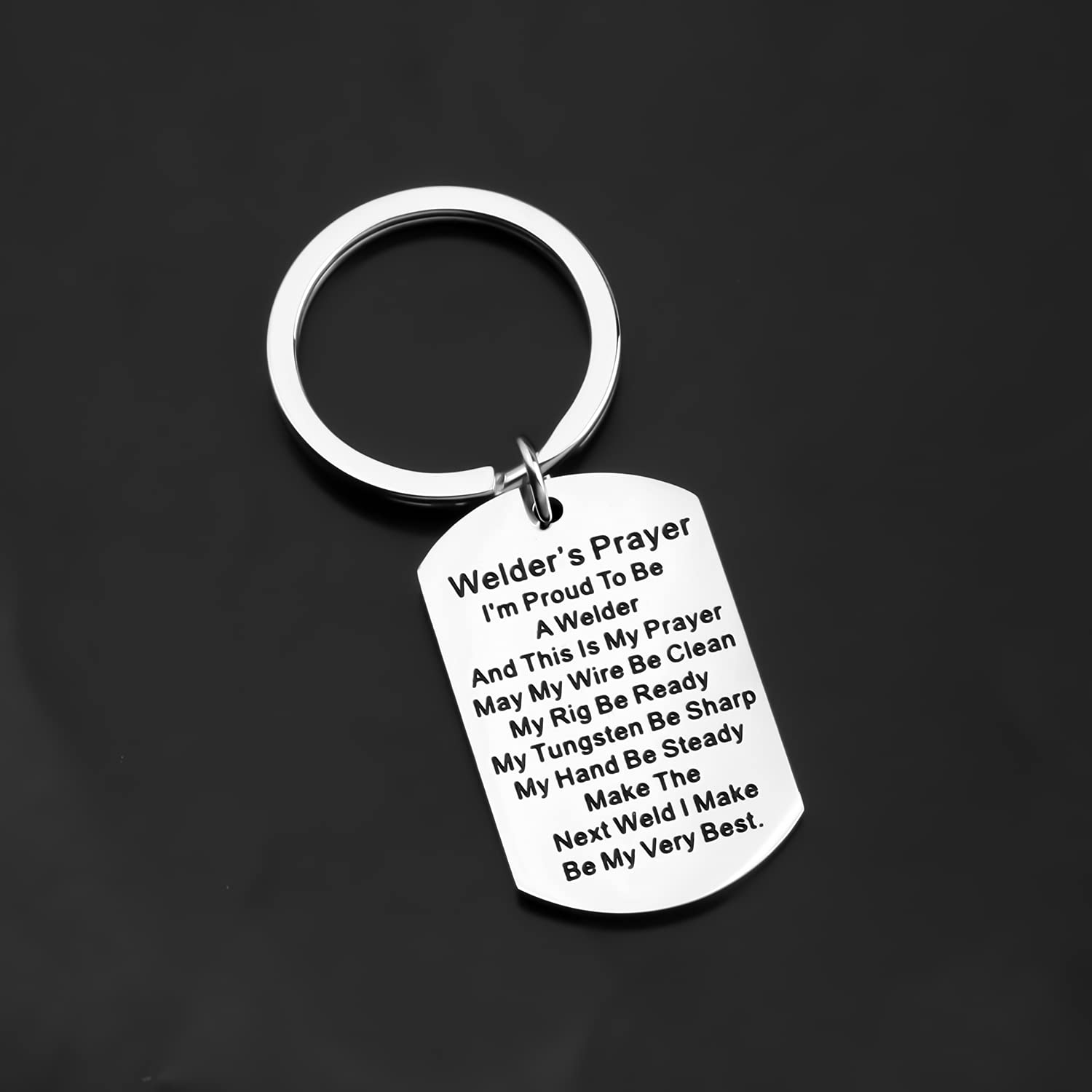 Welder Gift Welder Keychain Welder's Prayer May My Wire Be Clean Dog Tag Keychain (welder's prayer k)