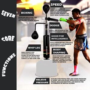 Reaction Punching Bag,Boxing Bag for Adults and Teens,Boxing Gym Equipment,360 Spinning Bar with Dual Punching Balls for Training,Stress Relief & Fitness(Base Not Included) (Black)