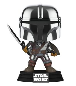 pop funko star wars mandalorian with darksaber (chrome & glow in the dark), exclusive