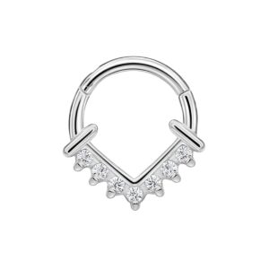 fansing 316l surgical steel septum jewelry 16g 8mm cz septum rings for women 16 gauge teardrop septum piercing jewelry cubic zirconia daith earring hoop