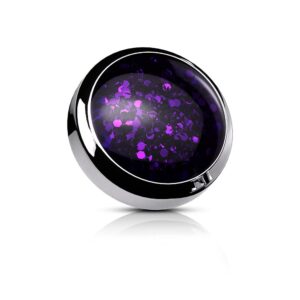 pierced owl 14ga stainless steel epoxy covered glitter internally threaded dermal anchor top (purple)