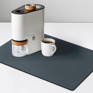 Coffee Maker Mat for Countertops, Coffee Bar Accessories Fit Under Coffee Machine Mat, 19"x12" Rubber Backed Coffee Pots, Table Mat under Appliance, Dish Drying Mat, Marble Navy for Kitchen Counter