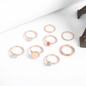 ZZ ZINFANDEL 8pcs Gold Gem Knuckle Ring Set for Women Vintage Stackable Finger Rings Set