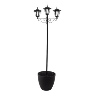 euty 74” h outdoor solar lamp post light oversized with planter pot - 3 head street vintage garden solar led post light for lawn, pathway, driveway, front/back door - warm white