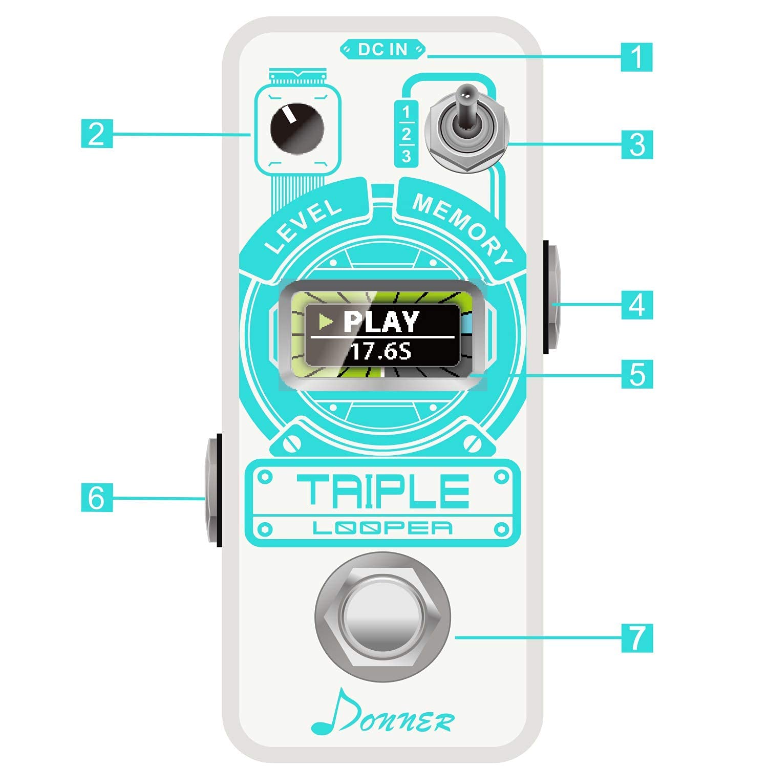 Donner Triple Looper Guitar Pedal & Donner DPA-1 Guitar Pedal Power Supply Adapter