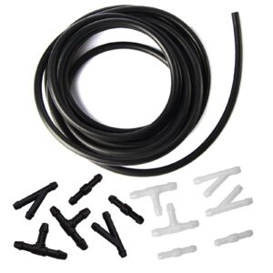 windshield washer hose kit - 4 meter universal washer fluid hose with 8 pcs hose connectors, suitable for most windshield washer nozzle installation, connect car water pump and nozzles