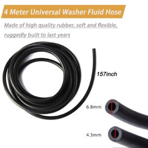 Windshield Washer Hose Kit - 4 Meter Universal Washer Fluid Hose with 8 Pcs Hose Connectors, Suitable for Most Windshield Washer Nozzle Installation, Connect Car Water Pump and Nozzles