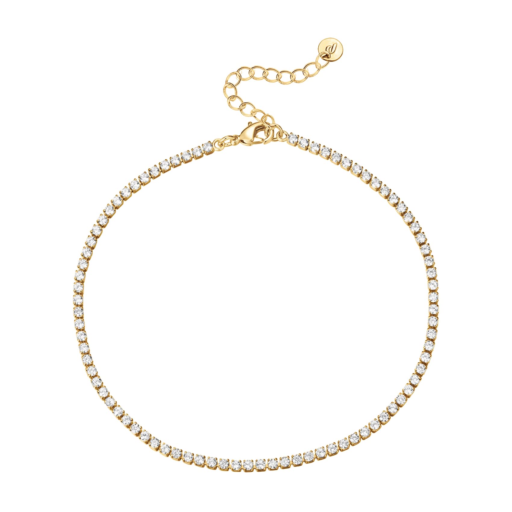 PAVOI 14K Gold Plated Charm Link Flat Gold Anklets for Women (Tennis, yellow gold plated)