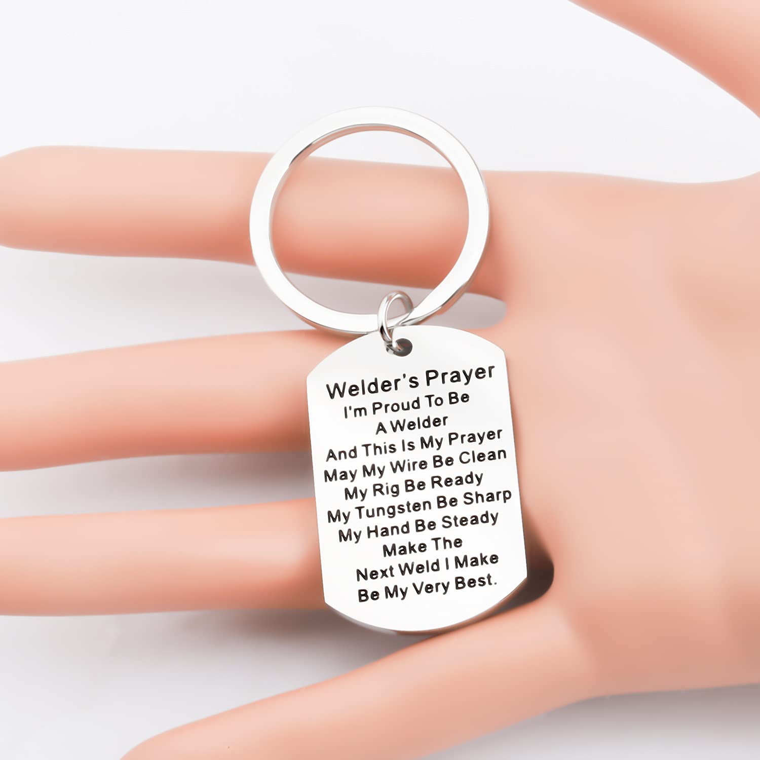 Welder Gift Welder Keychain Welder's Prayer May My Wire Be Clean Dog Tag Keychain (welder's prayer k)