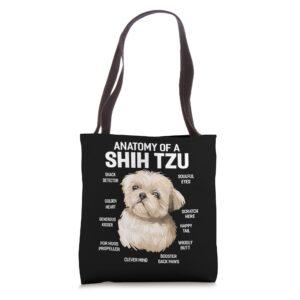 shih tzu dog anatomy funny dog breed design tote bag