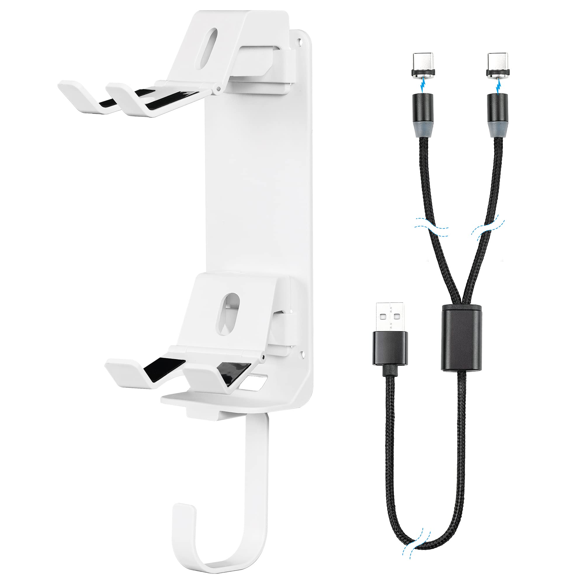 Wabracket 4 in 1 Controller and Headphone Wall Mount Holder Bundle, Universal Wall Mount for PS5 Slim/Xbox Series S &X /Switch Pro Game Controller, Stand Bracket Hanger, with a 2 in 1 Charging Cable