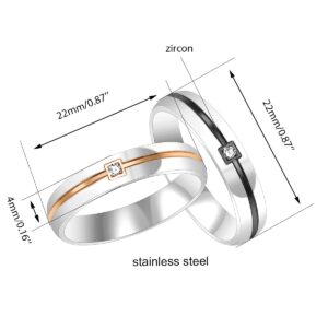 Uloveido 4mm Titanium Rings for Women Wedding Bands Stainless Steel Engagement Ring High Polish Rose Gold Line Groove (Women, size 11)