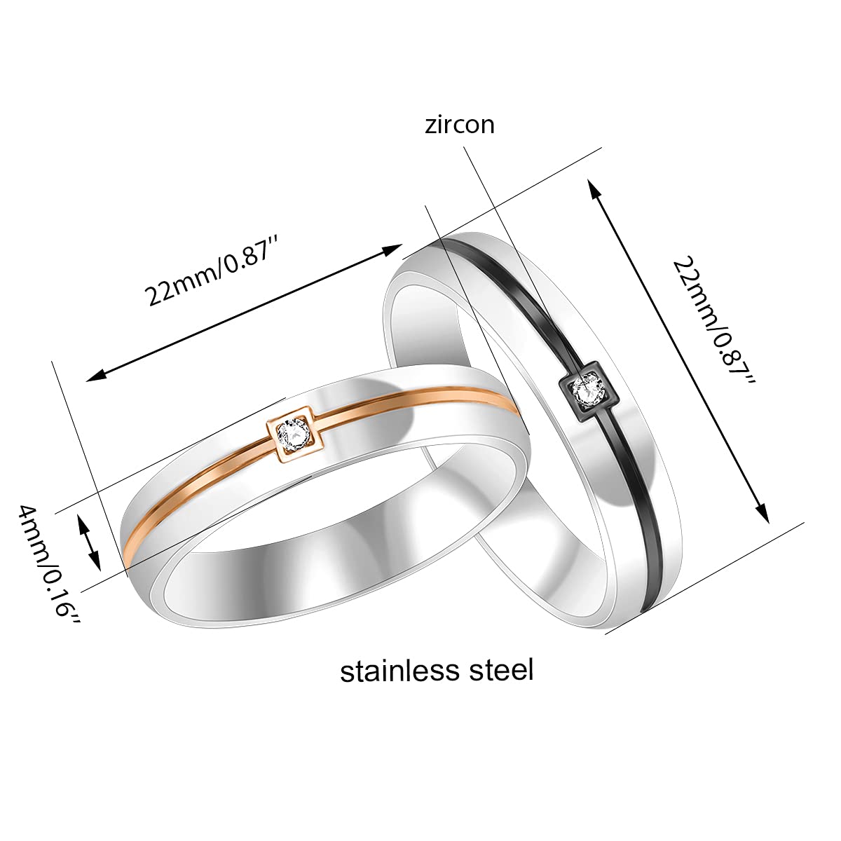 Uloveido 4mm Titanium Rings for Women Wedding Bands Stainless Steel Engagement Ring High Polish Rose Gold Line Groove (Women, size 11)