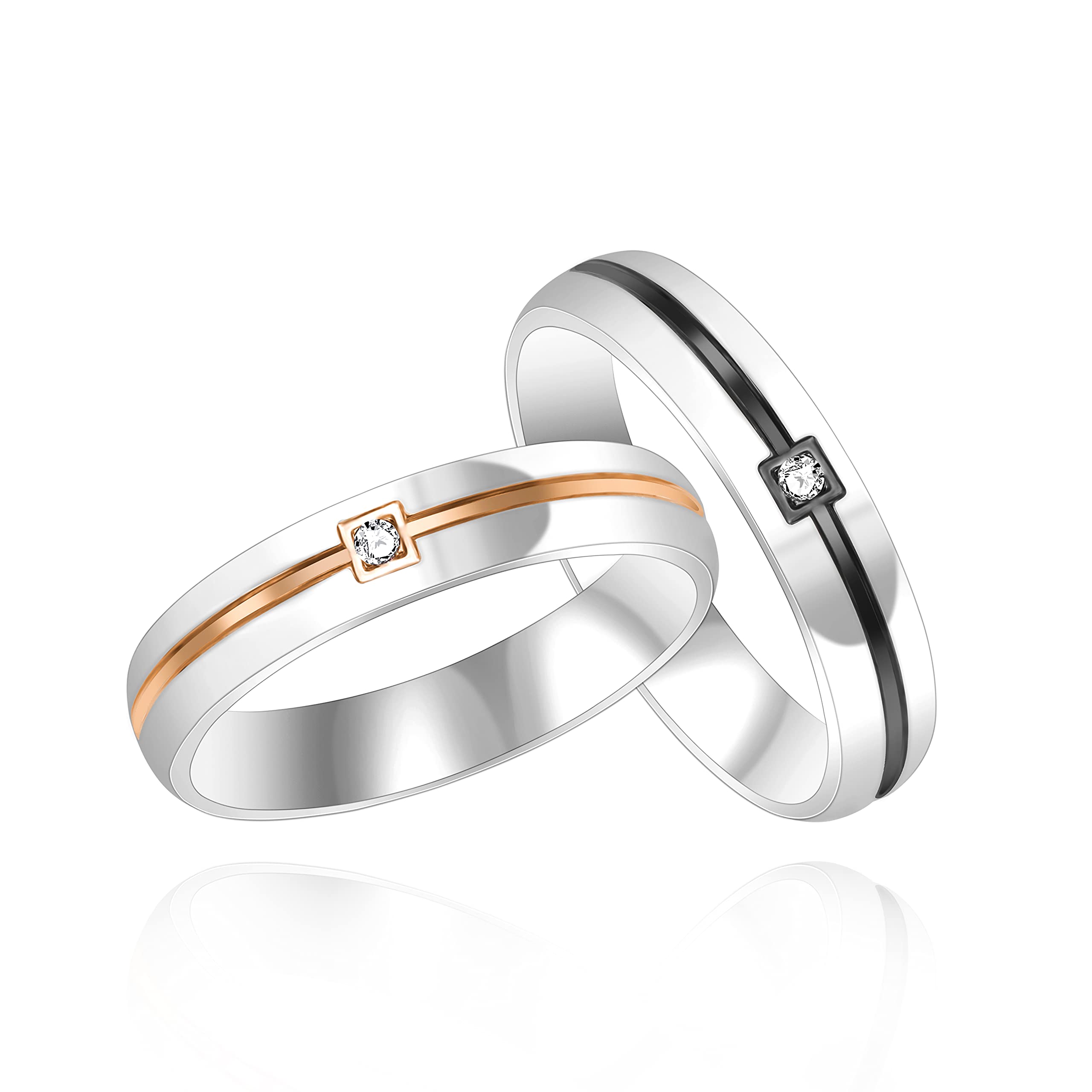 Uloveido 4mm Titanium Rings for Women Wedding Bands Stainless Steel Engagement Ring High Polish Rose Gold Line Groove (Women, size 11)