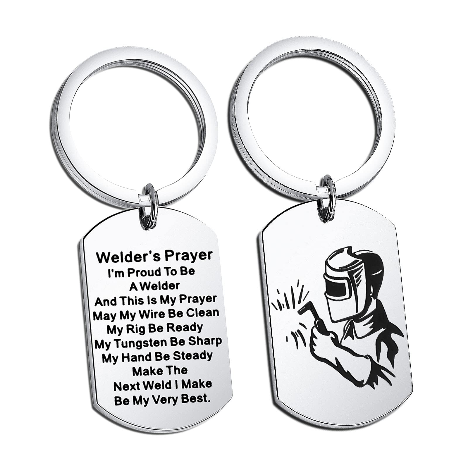 Welder Gift Welder Keychain Welder's Prayer May My Wire Be Clean Dog Tag Keychain (welder's prayer k)